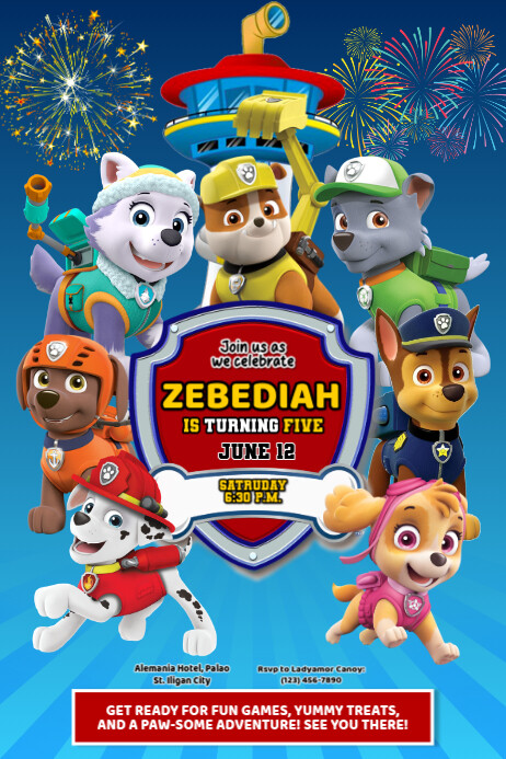 Paw Patrol Birthday Poster Template | PosterMyWall