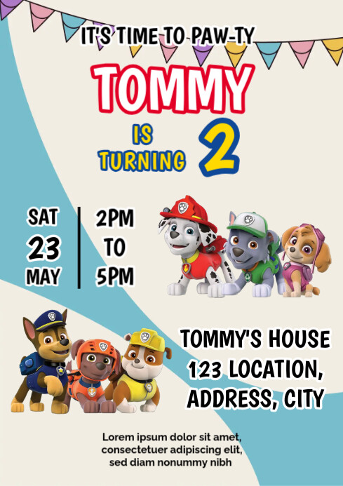 Modèle Paw Patrol Card Birthday Invitation | PosterMyWall