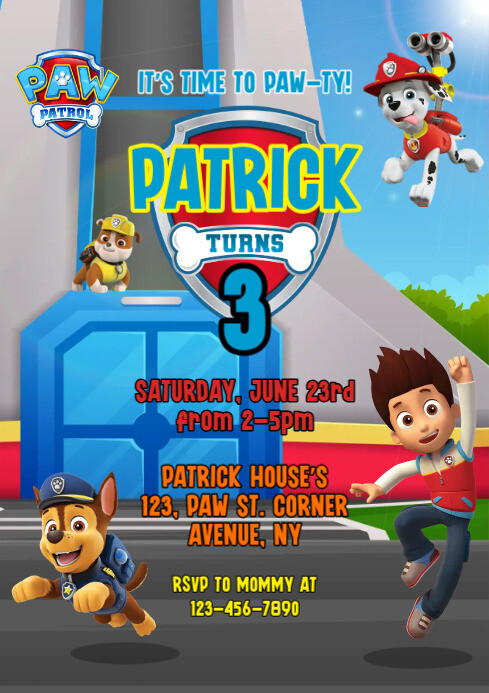 Paw Patrol Chase 2 Birthday Invitation Templat | PosterMyWall