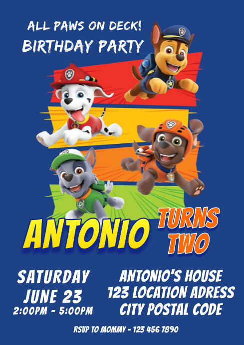 Modello Paw Patrol Deck Birthday Invitation Template | PosterMyWall