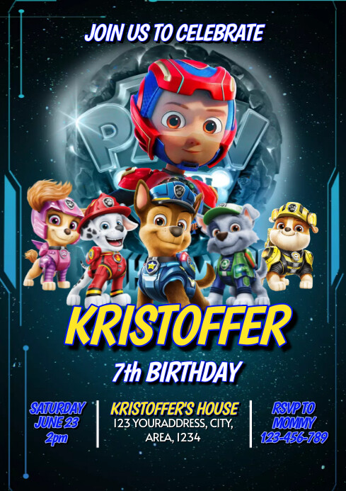 Paw Patrol Design Birthday Invitation Template | PosterMyWall