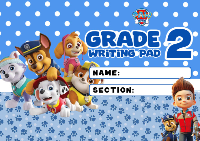Paw Patrol School Supply Label - Grade 2 Template | PosterMyWall