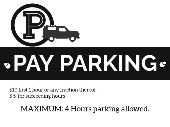 Pay Parking Signboard Template Minimalist Black & White Design ...