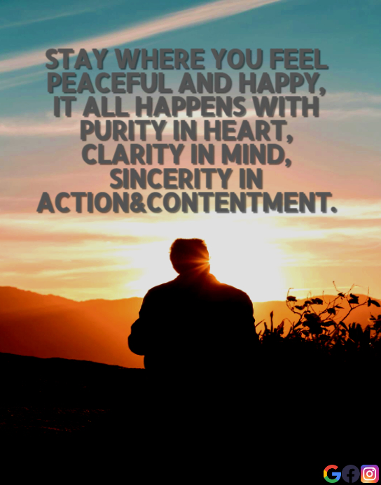 PEACEFUL AND HAPPY QUOTE TEMPLATE | PosterMyWall