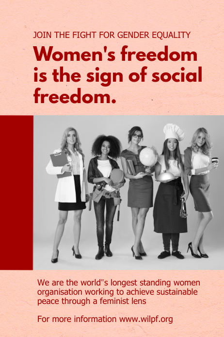 Peach and red women's rights poster Template | PosterMyWall