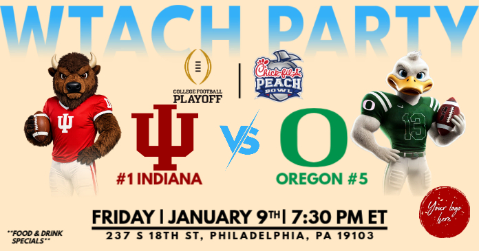 Peach Bowl 2026: Indiana vs Oregon Watch Party Social Media Template ...