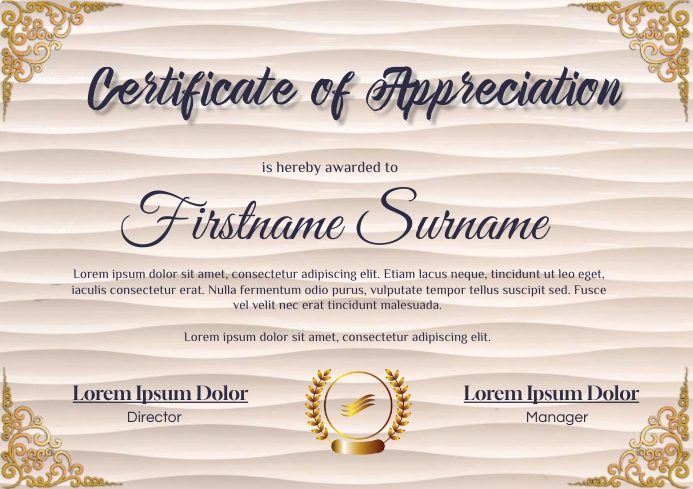 PEACH CREAM CERTIFICATE Template | PosterMyWall