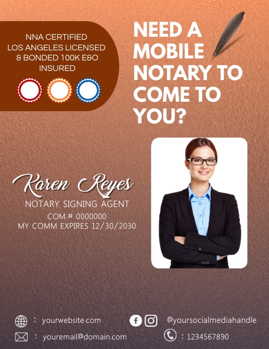 Peach Mobile Notary Service Flyer Template | PosterMyWall