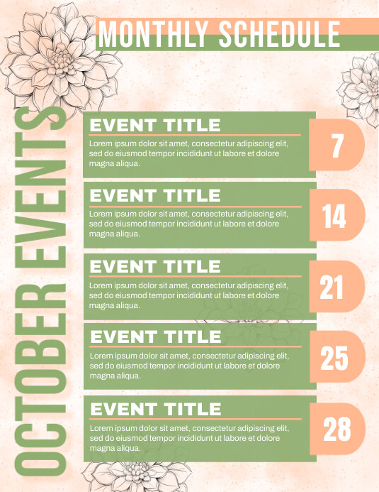 Peach Upcoming Events Calendar Template | PosterMyWall