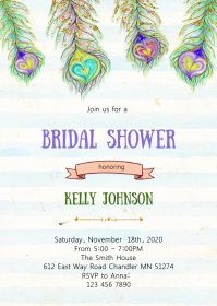 Peacock feather party invitation Template | PosterMyWall