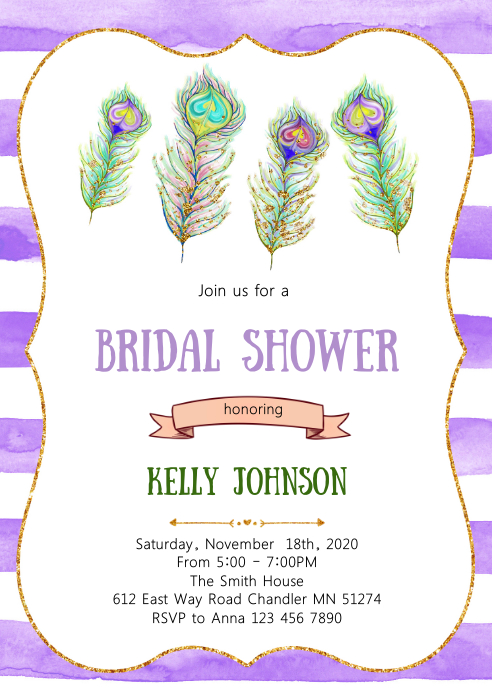 Peacock feather party invitation Template | PosterMyWall