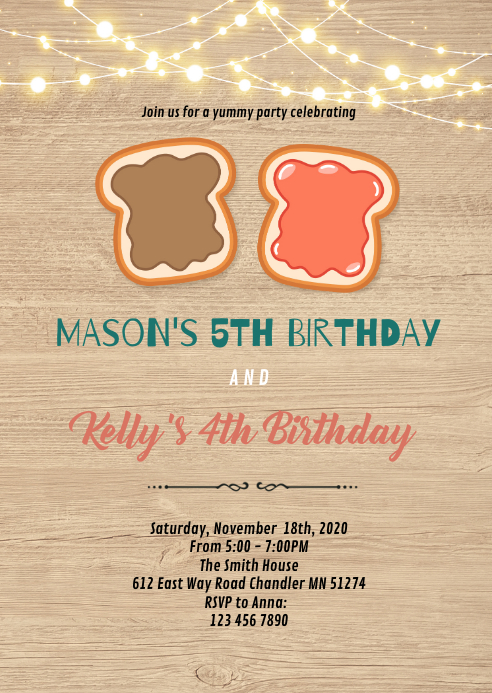 Peanut Butter and Jelly invitation Template | PosterMyWall
