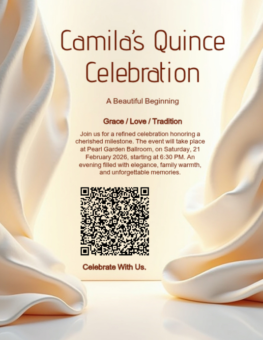 Pearl Ivory Elegant Quince Celebration Luxury Abstract Flyer Template ...
