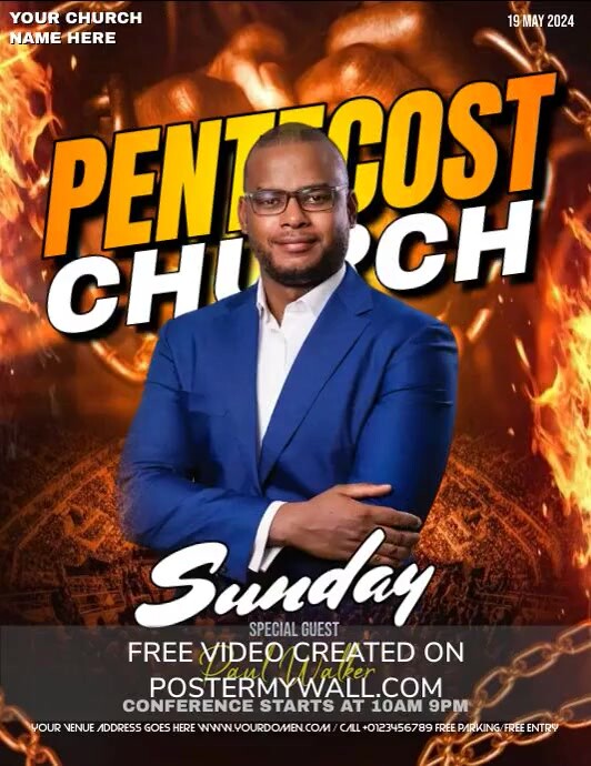 pentecost church, pentecost chrch flyer, Pent Template | PosterMyWall
