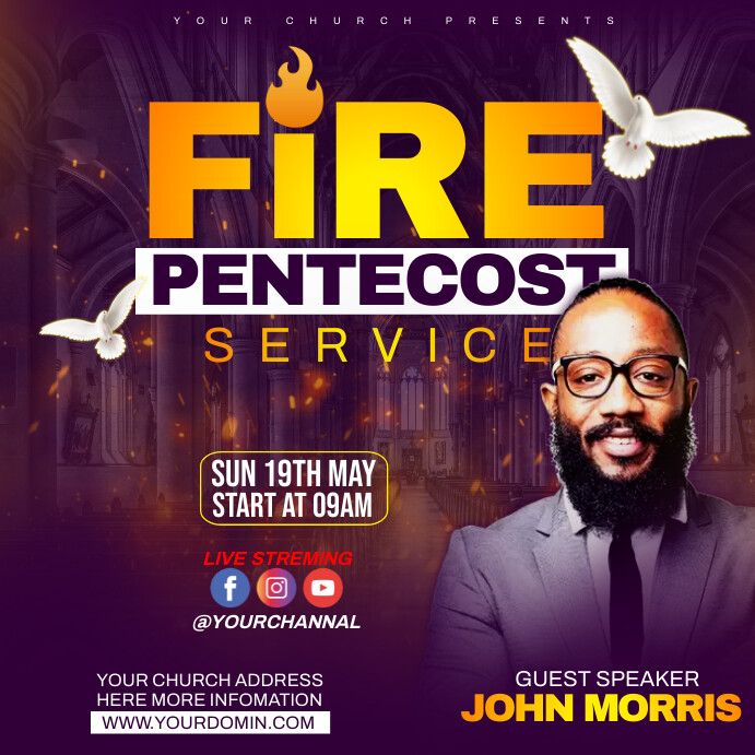 Pentecost church flyer Template | PosterMyWall
