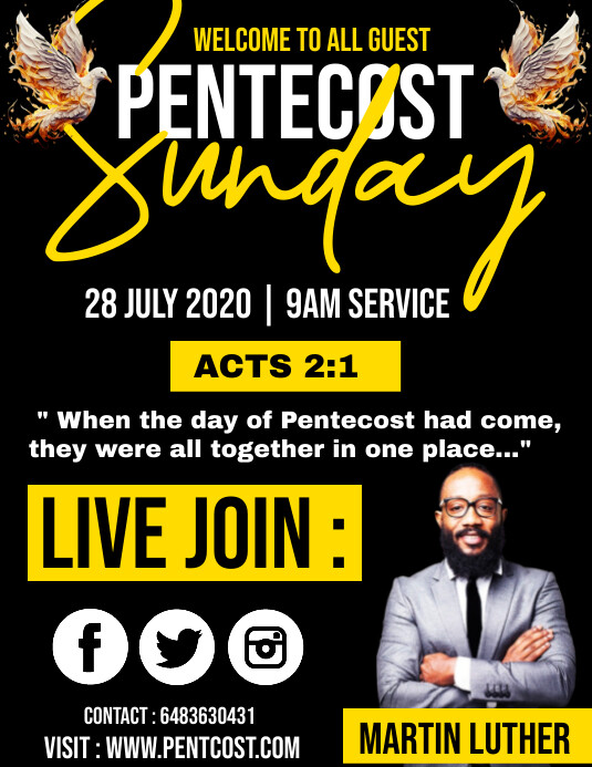 PENTECOST CHURCH FLYER Template | PosterMyWall