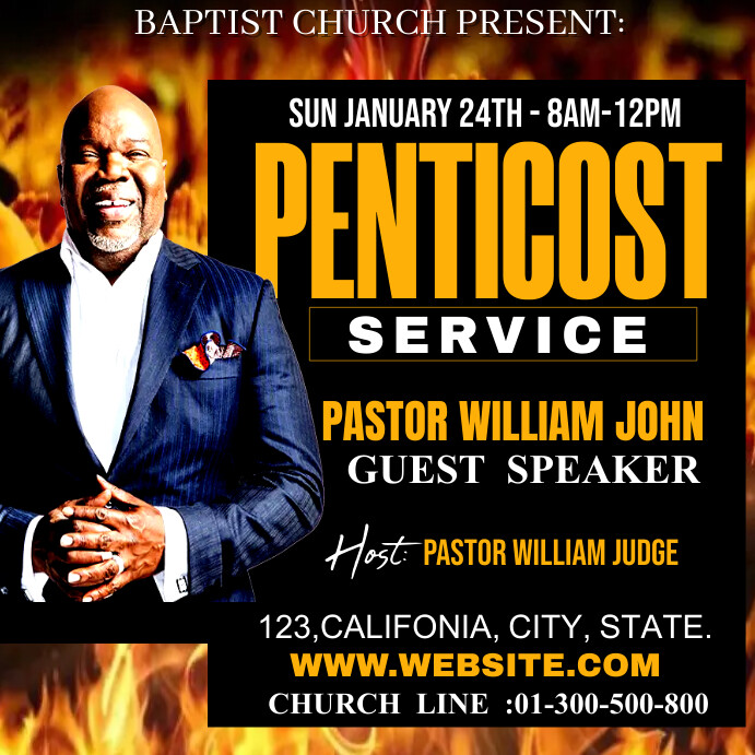 Pentecost day service church poster design Template | PosterMyWall