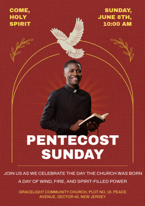Pentecost Sunday Church Event Poster Template | PosterMyWall