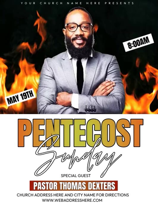Pentecost Sunday service Template | PosterMyWall