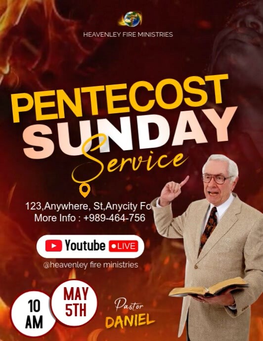Pentecost Sunday Service Template | PosterMyWall