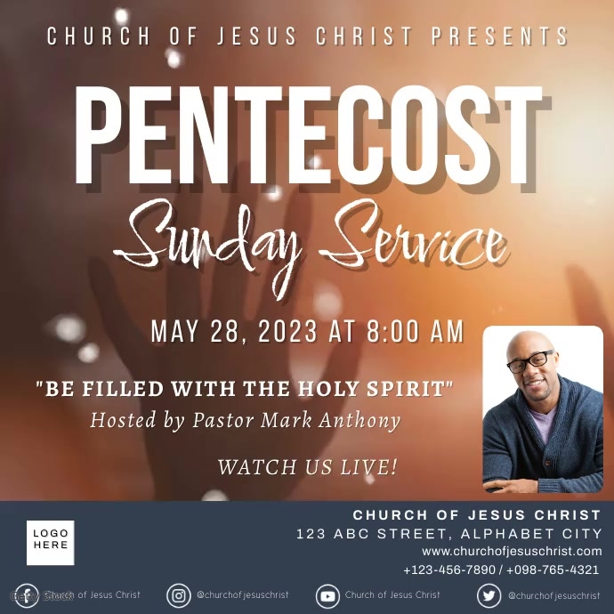 Pentecost Sunday Service Template | PosterMyWall
