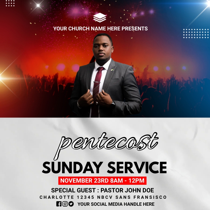 pentecost sunday service Template | PosterMyWall