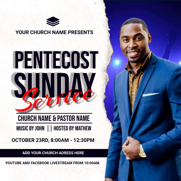 pentecost sunday service Template | PosterMyWall