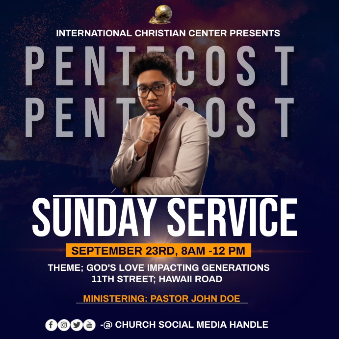 Plantilla de Servicio Dominical de Pentecostés | PosterMyWall