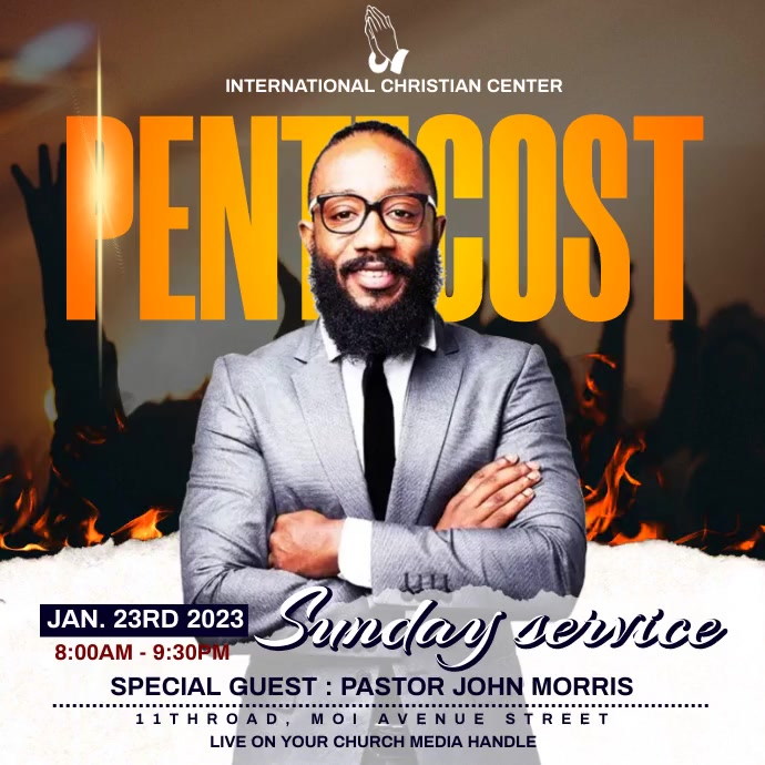 pentecost sunday service Template | PosterMyWall