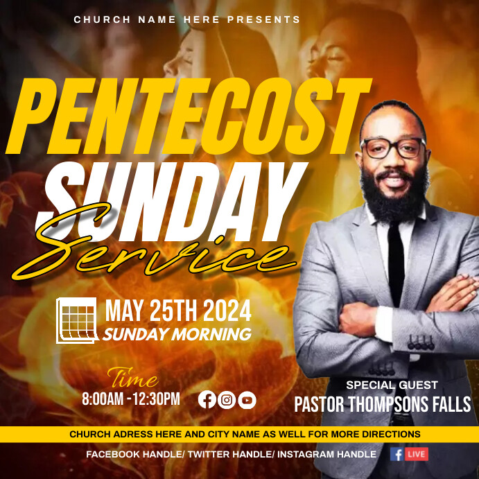 pentecost sunday service Template | PosterMyWall