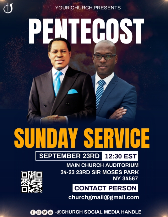 Plantilla de Servicio Dominical de Pentecostés | PosterMyWall