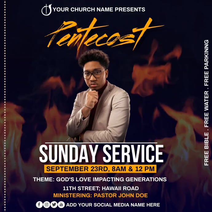 pentecost sunday service Template | PosterMyWall