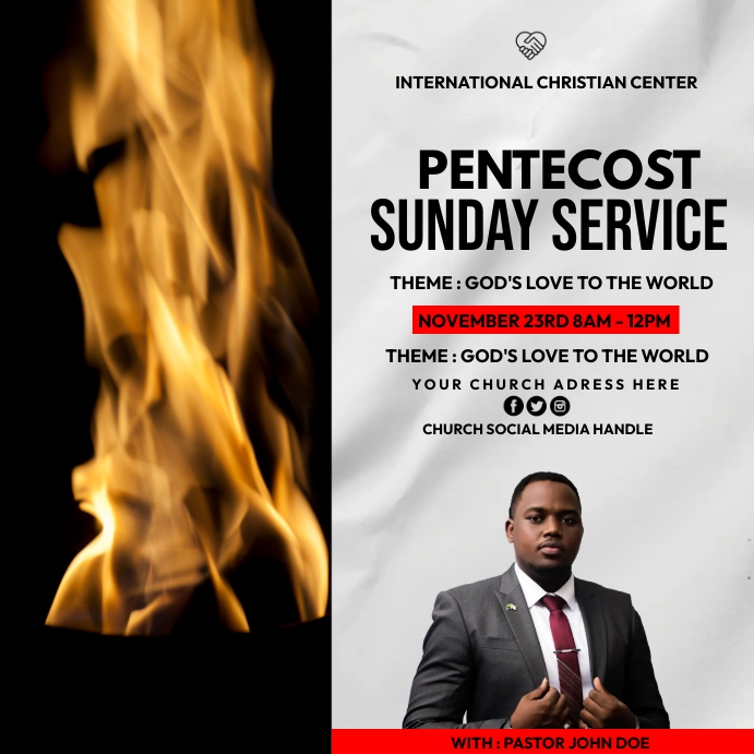 pentecost sunday service Template | PosterMyWall