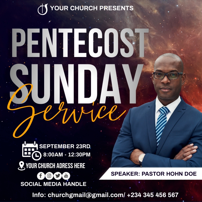 pentecost sunday service Template | PosterMyWall