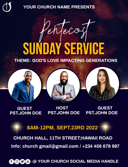 pentecost sunday service Template | PosterMyWall