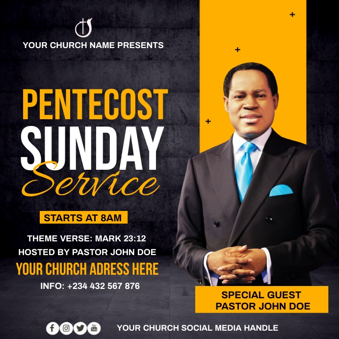 pentecost sunday service Template | PosterMyWall