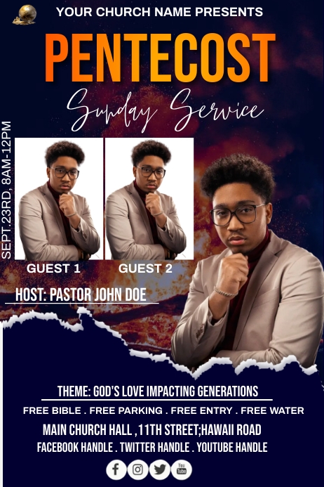 Plantilla de Servicio Dominical de Pentecostés | PosterMyWall