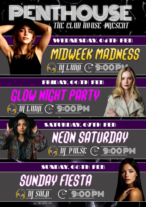Penthouse Weekly Club Night Series Template | PosterMyWall