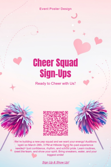 Pep Squad Auditions – Cheer Poster Template | PosterMyWall
