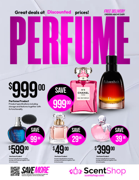 Perfume fragrance shop price list advertisement flyer template ...