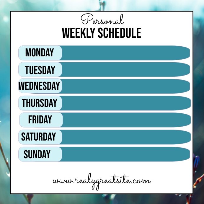 personal weekly schedule,personal to do list Template | PosterMyWall