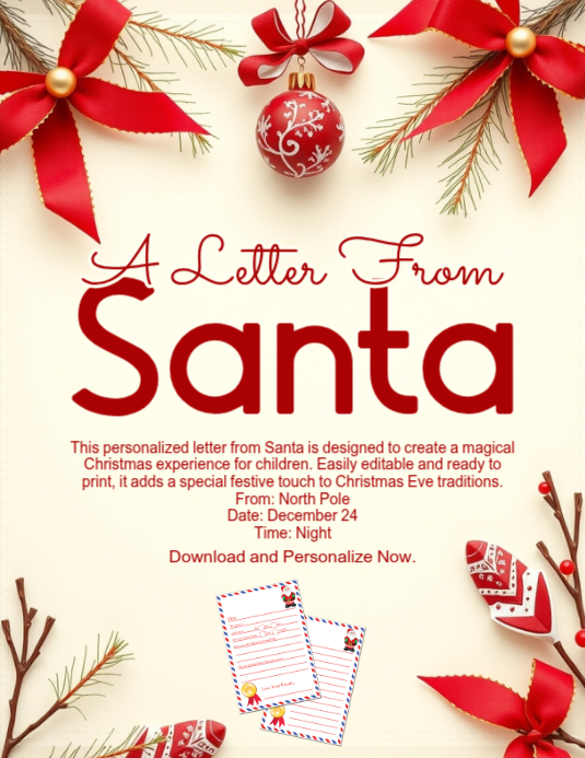 Personalized Letter From Santa Template – Editable Christmas Printable ...