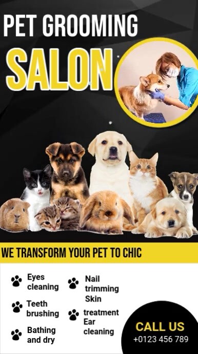 Pet Grooming Salon Online Advertisement Instagram Reel Template ...