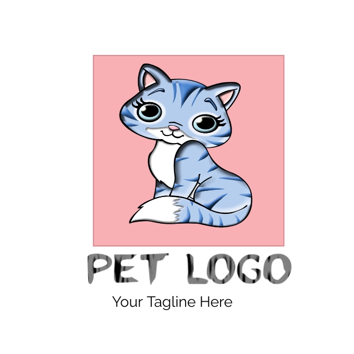 pet logo blue colour cat logo Template | PosterMyWall