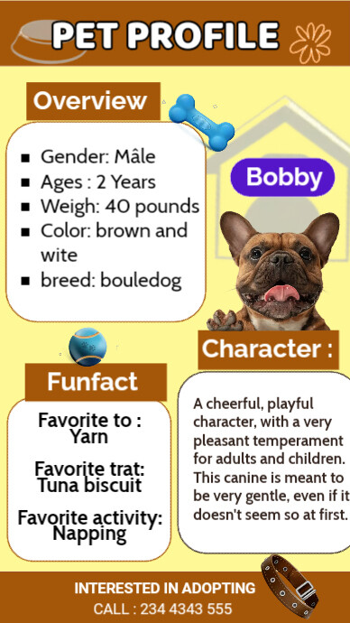 pet profil adoption template | PosterMyWall