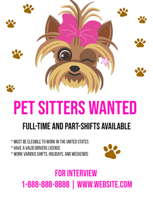 Pet Sitter Employment Opportunity Template PosterMyWall pet-sitter-employment-opportunity-template-postermywall