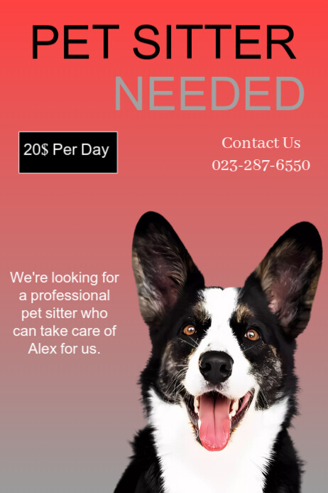 Pet sitter wanted design Poster template | PosterMyWall