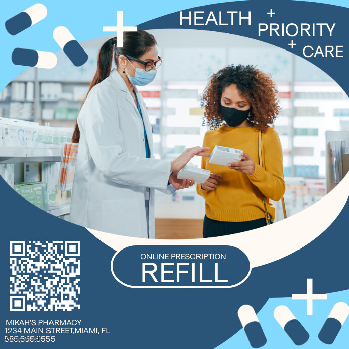Pharmacy Prescription Refill Ad Template | PosterMyWall