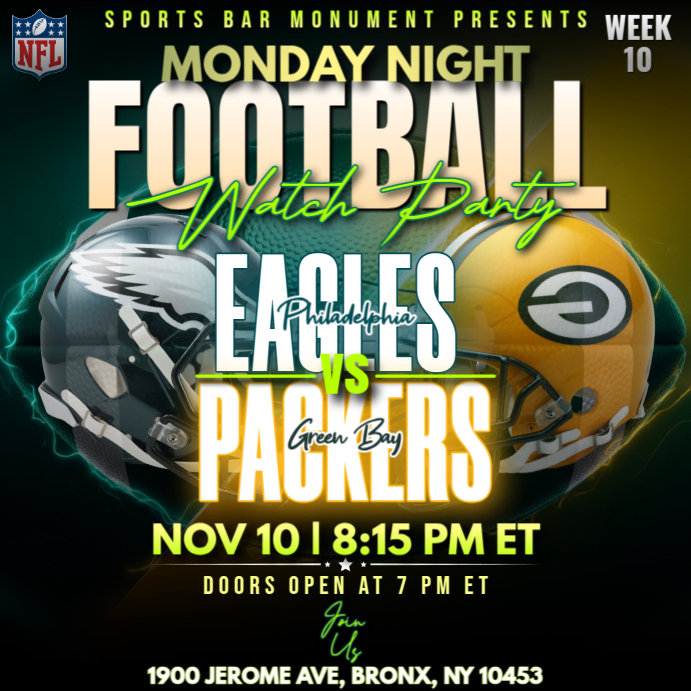 Philadelphia Eagles @ Green Bay Packers: NFL Week 10 Watch Party ...