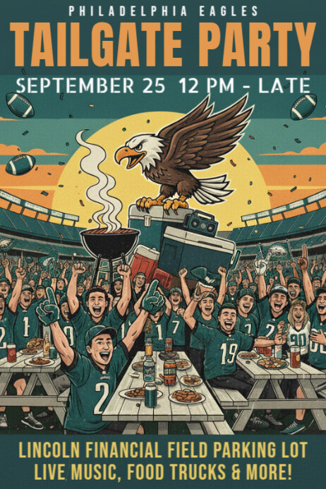Philadelphia Eagles Tailgate Party Poster Template | Football Game Day Poster | PosterMyWall